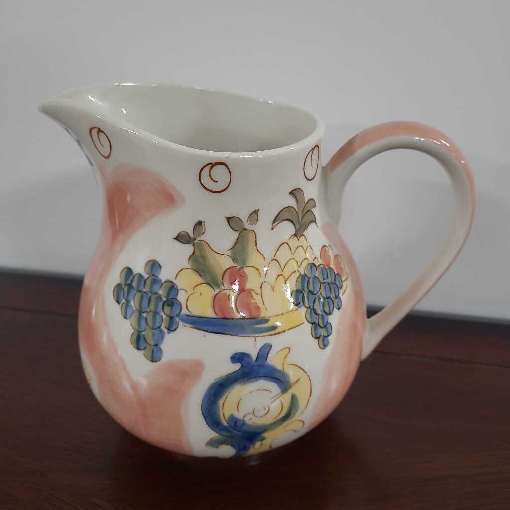 LAURA ASHLEY HAND PAINTED PITCHER WITH FRUIT DATED 1994 – Next Time Around