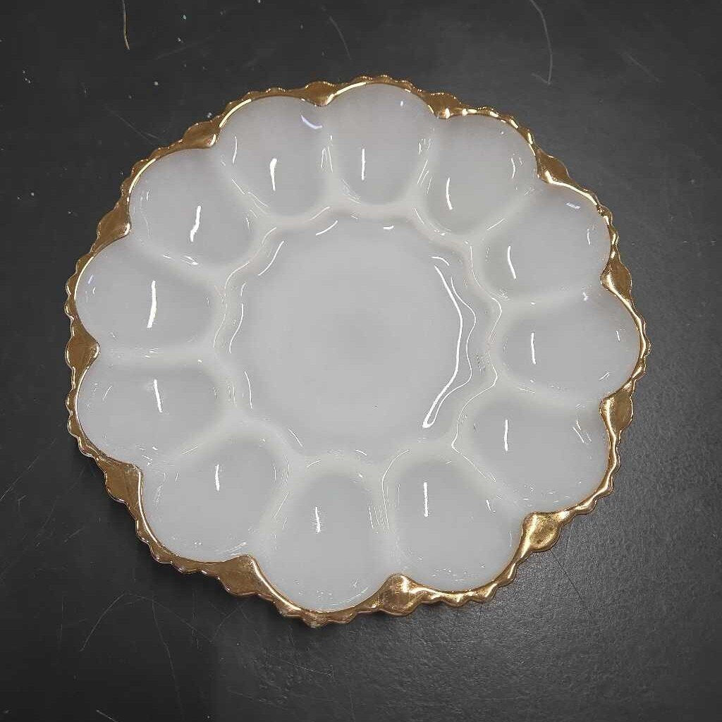 VTG MILK GLASS DEVILED EGG PLATE – Next Time Around